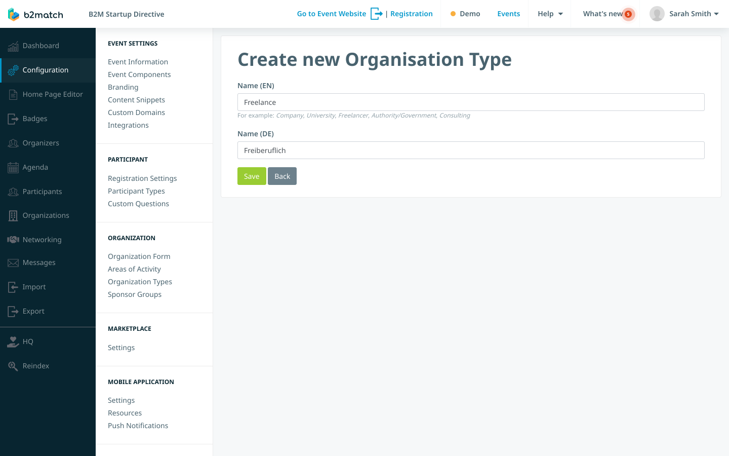 Setting Up Organization Types